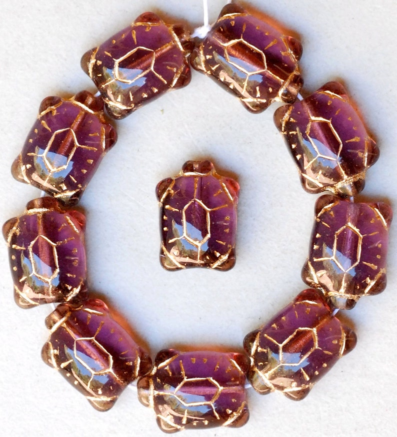 Large Glass Turtle Bead- Czech Glass Beads - 19mm X 14mm - Various ...
