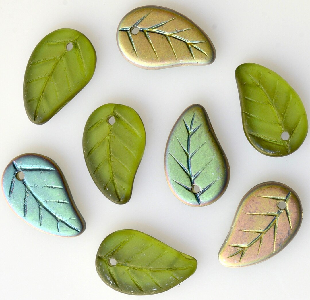 Flat Leaf Bead With Top Hole - Czech Glass Curved Leaf Beads - 14mm X ...