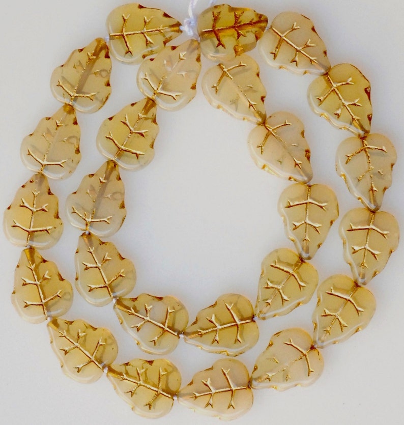 Fall Leaf Bead With Gold Veins Flat Leaf Bead With Vertical - Etsy
