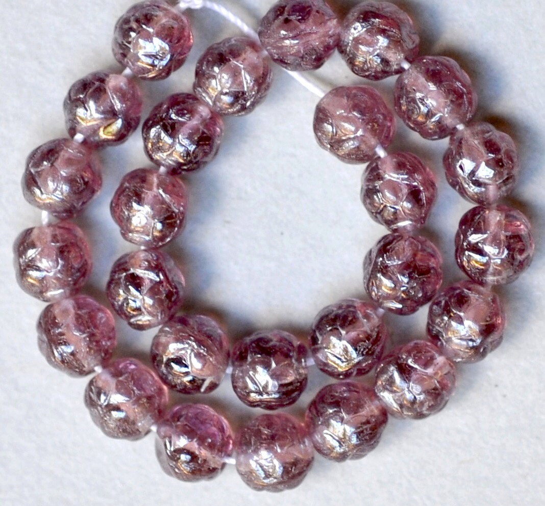 Tiny Rosebud Beads Czech Glass Beads Glass Flower Beads Etsy