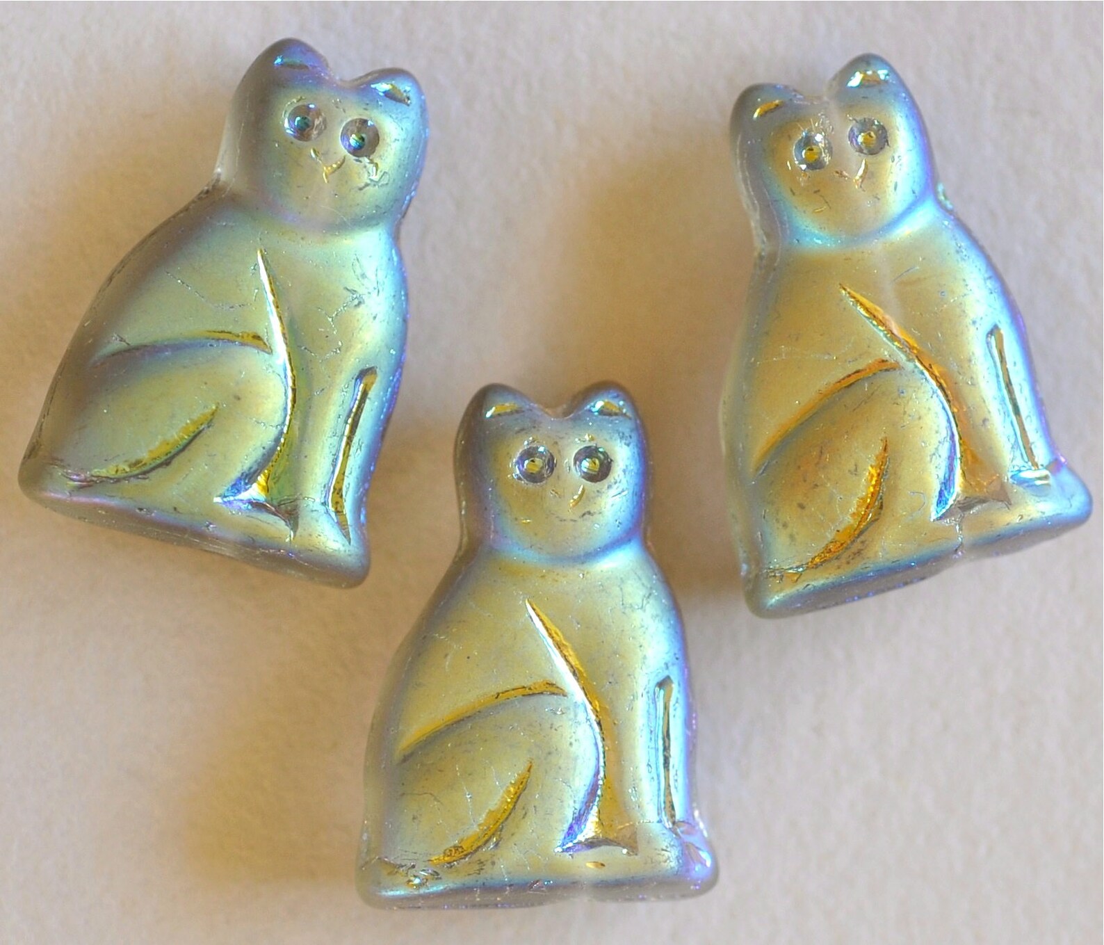 20mm Seated Cat- Czech Glass Cat Beads - Various AB Colors - Qty 5 - Etsy