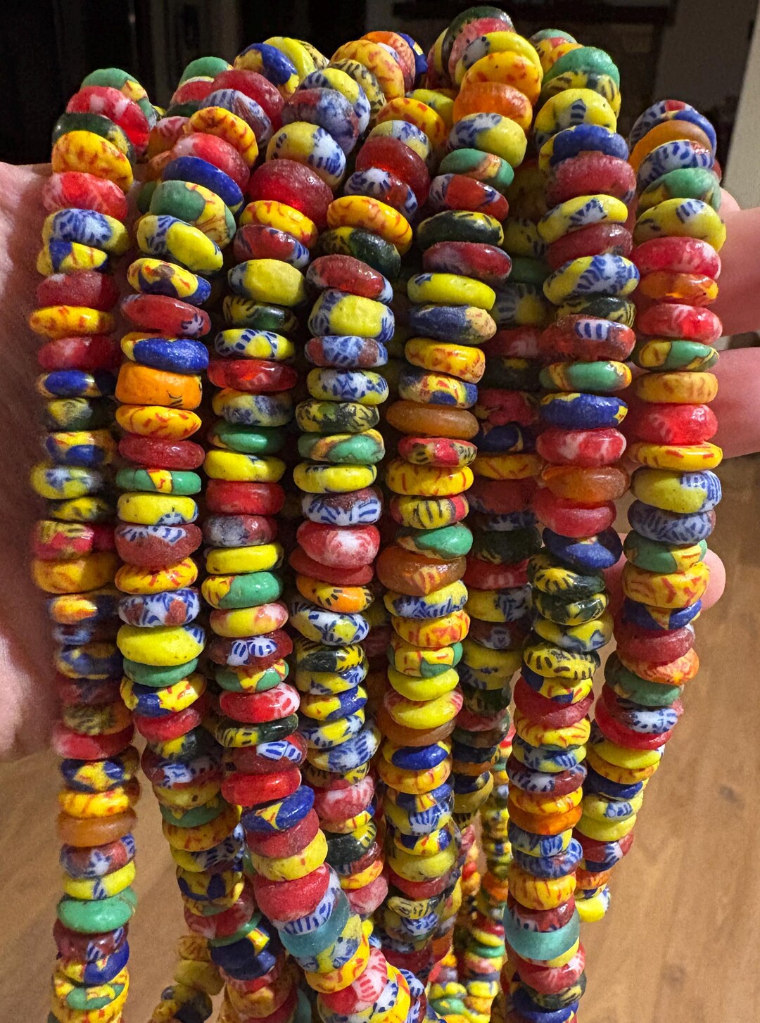 NEW SIZE 10-11mm African Recycled Glass Donut Beads - Krobo Beads From ...