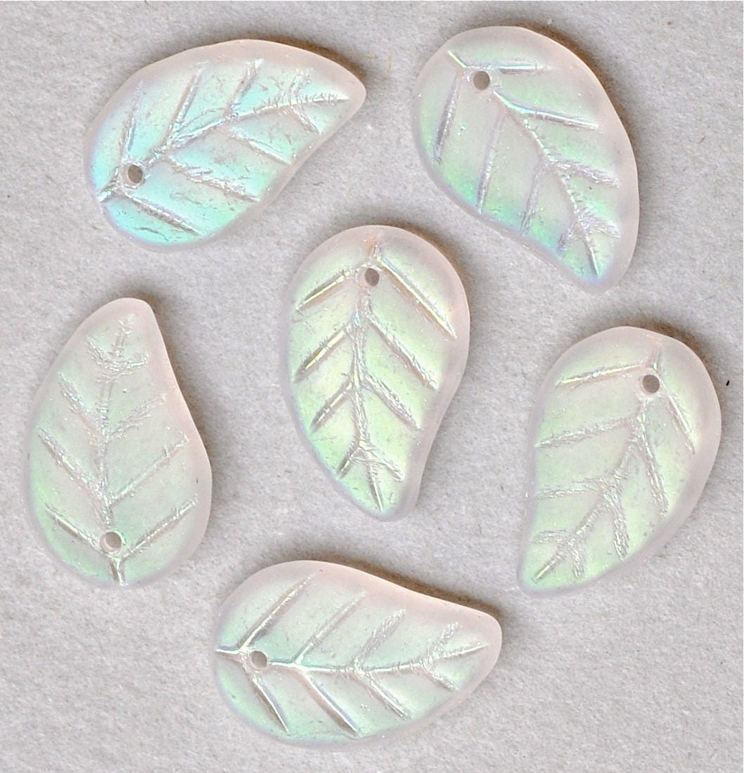 Flat Leaf Bead With Top Hole - Czech Glass Curved Leaf Beads - 14mm X ...