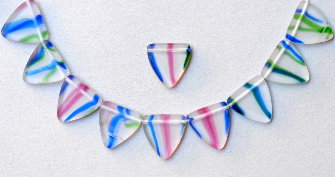 17mm Czech Glass Triangle Beads - Various Matte Colors Available - Qty ...