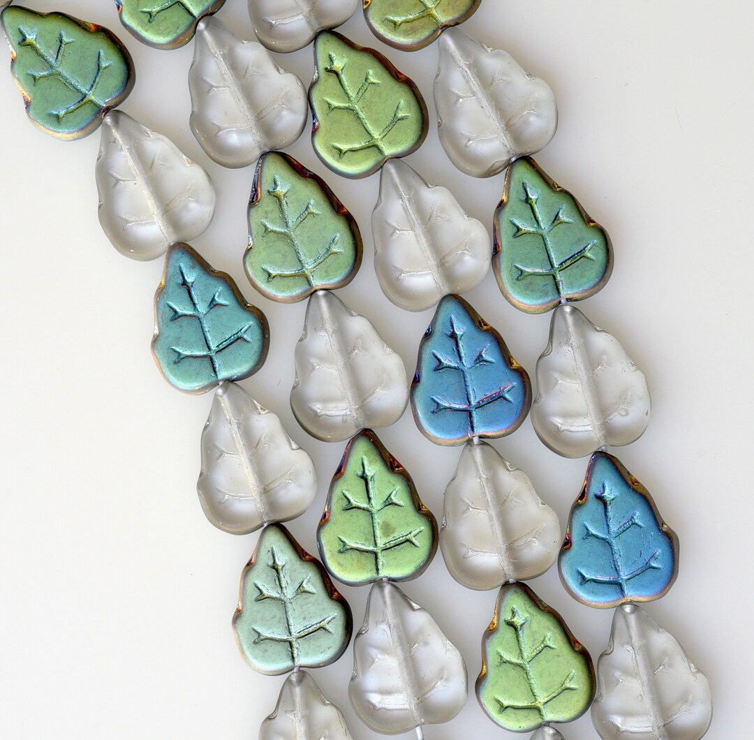Fall Leaf Bead - Flat Leaf Bead With Vertical Hole - Czech Glass Leaf ...