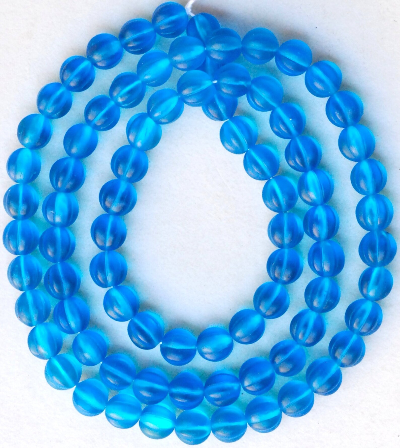 Round 8mm Melon Bead - Czech Glass Frosted Melon Beads - Various Matte ...