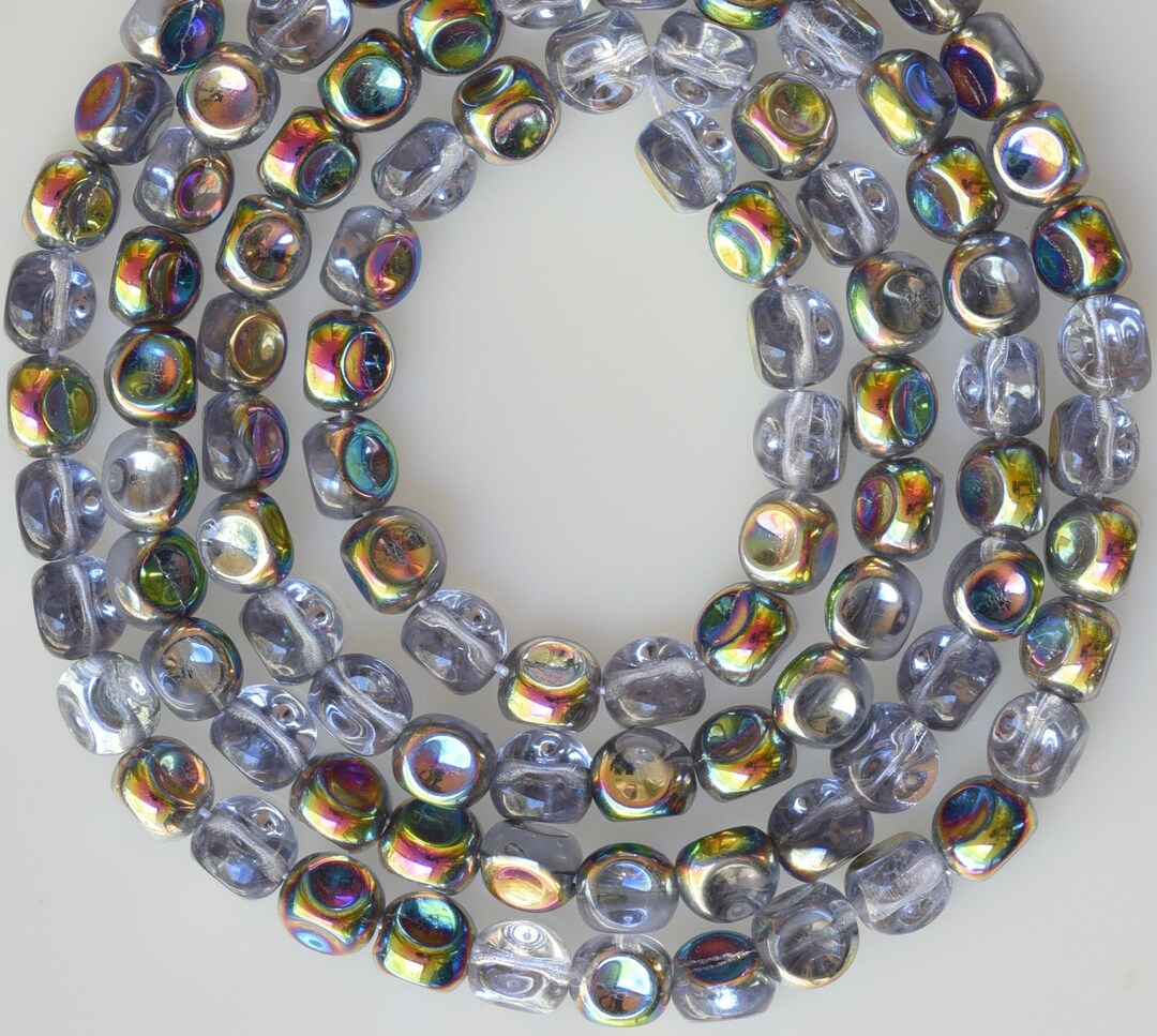 7mm 3 Sided Indented Bead - Pinched Bead - Czech Glass Beads - Various ...