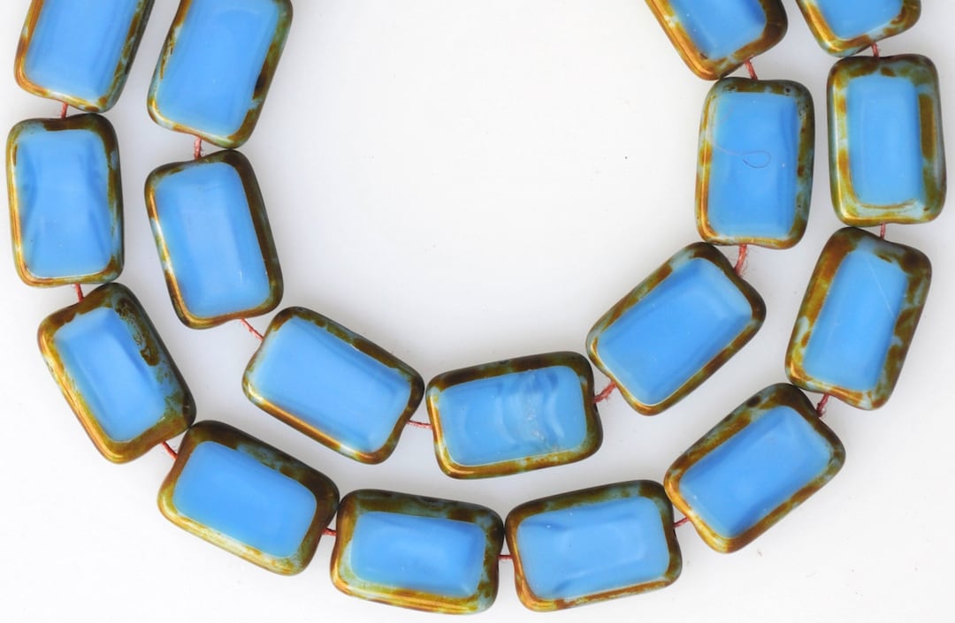 Czech Glass Flat Rectangle Window Bead With Picasso Edge - Diffusion ...