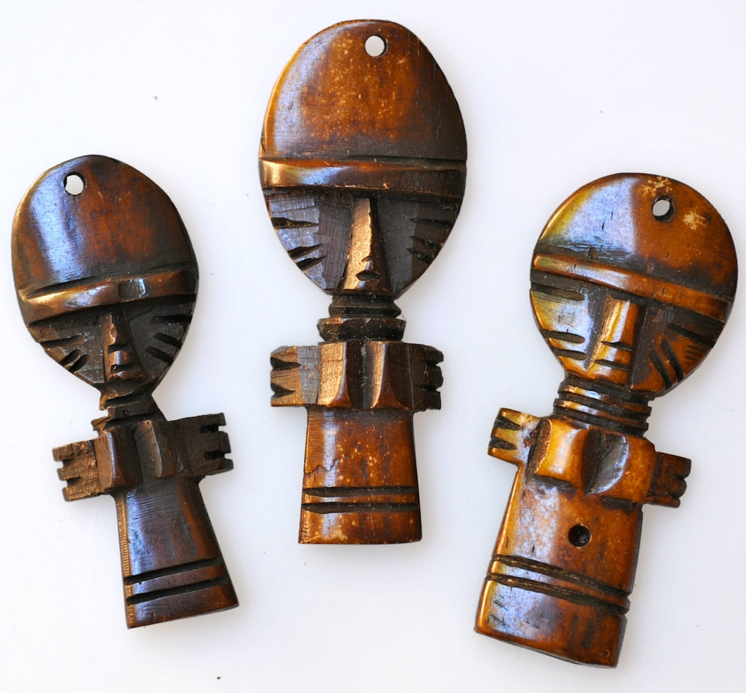 Ashanti Fertility Doll Pendants From Ghana - African Hand Carved Bone ...