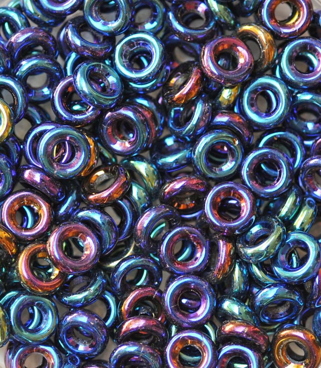 9mm Donut Beads - Czech Glass Donut Beads - Various Fancy Colors - Qty ...