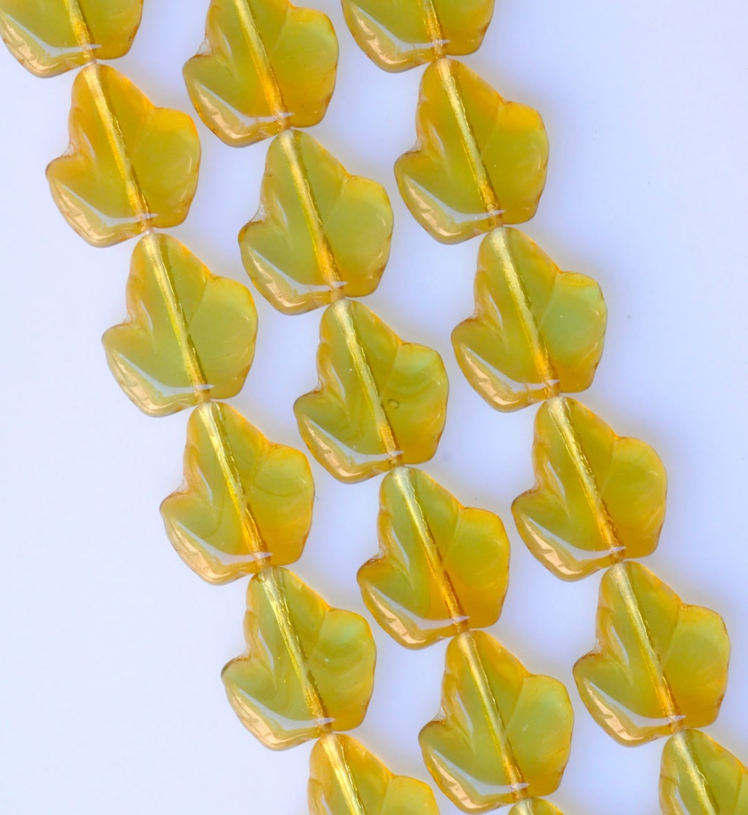Fall Leaf Bead - Vertical Hole Leaf Bead - Czech Glass Leaf Beads ...