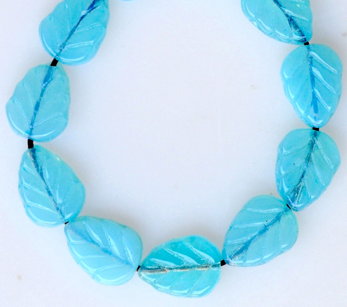 Small Leaf Bead Flat Leaf Bead With Vertical Hole Czech | Etsy