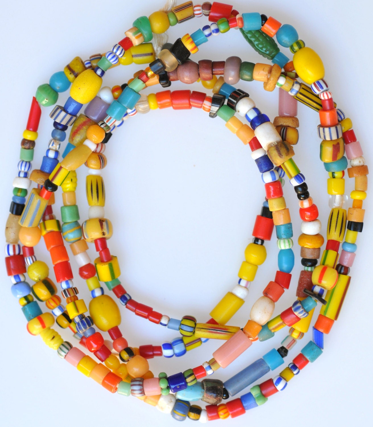 Long Strand of 3-5mm Multicolored Christmas Beads - African Trade Beads ...