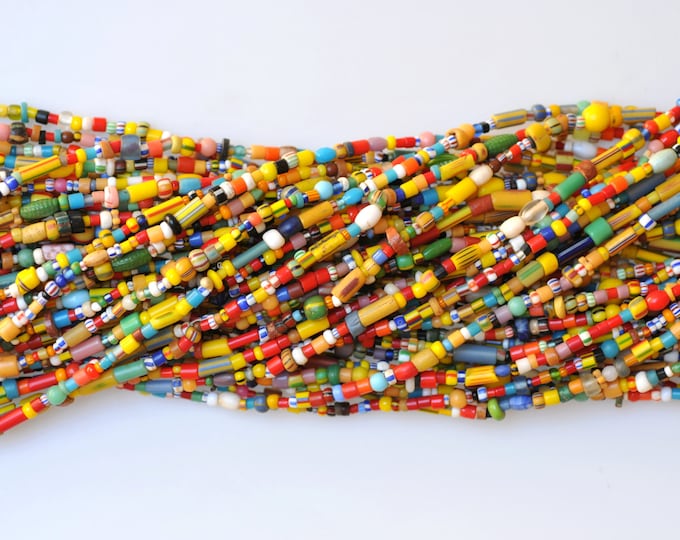 Long Strand of 3-5mm Multicolored Christmas Beads - African Trade Beads ...