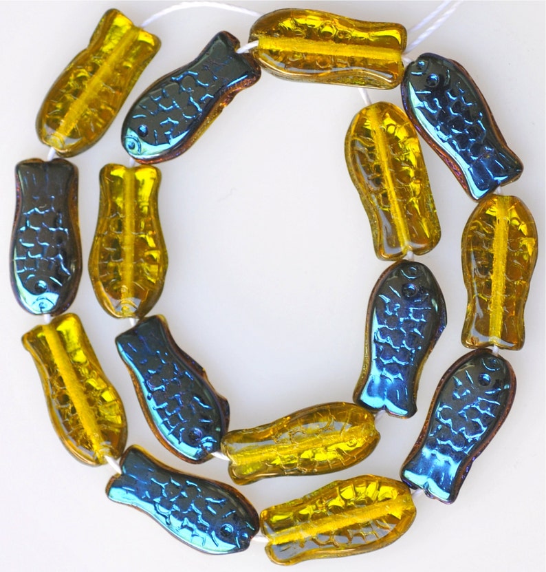 14mm X 7mm Fish Bead Czech Glass Beads Glass Fish Beads - Etsy