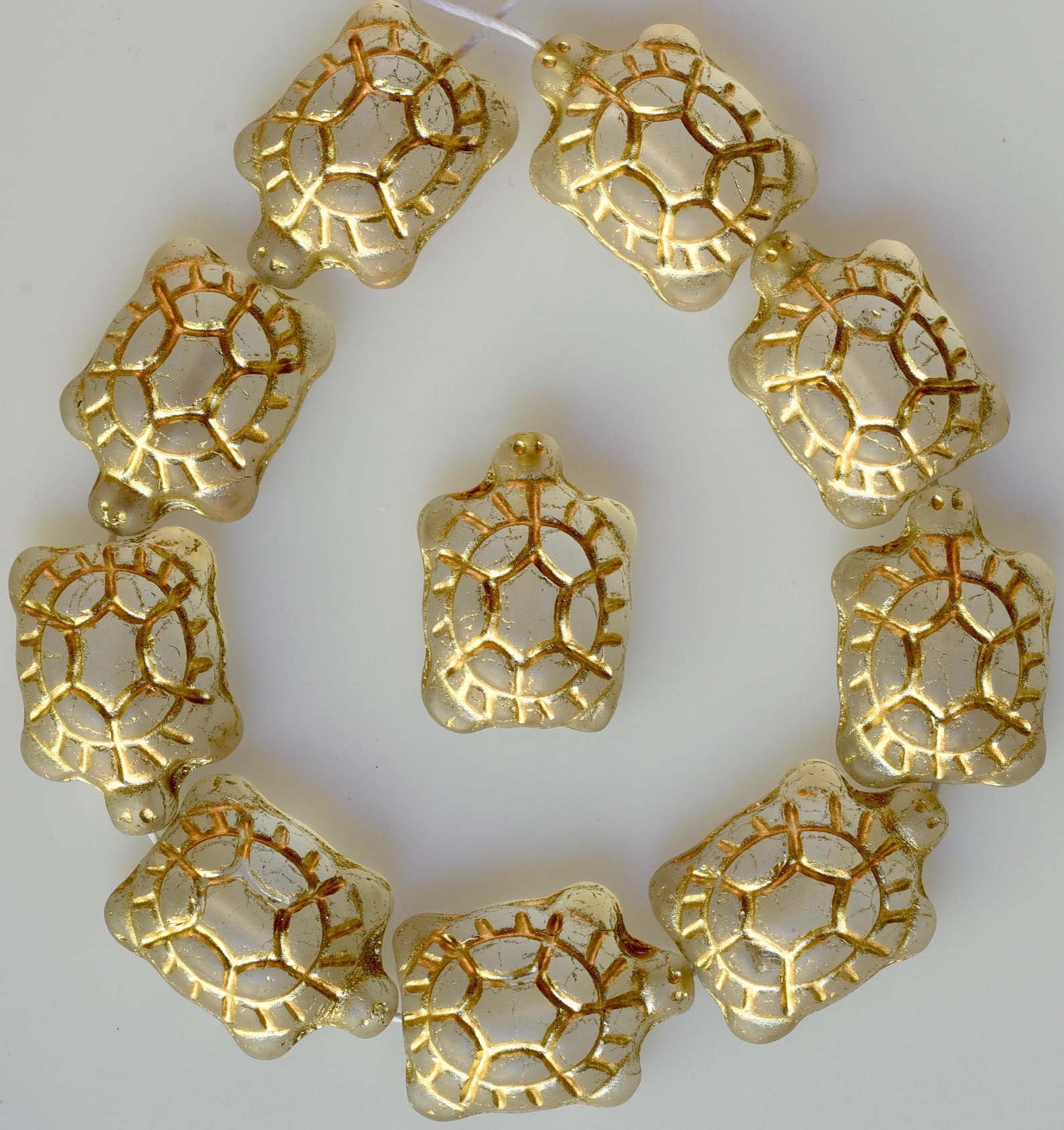Large Glass Turtle Bead- Czech Glass Beads - 19mm X 14mm - Various ...