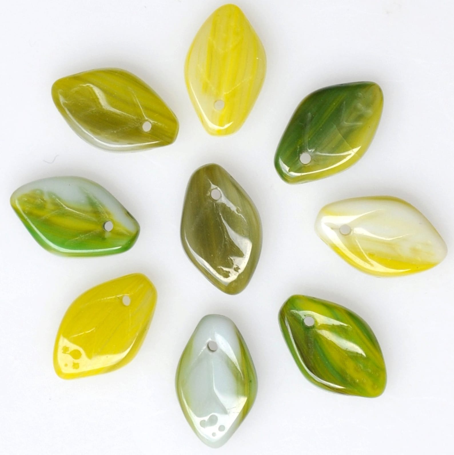 12mm X 7mm Small Leaf Bead - Czech Glass Leaf Beads - Centered Top Hole ...