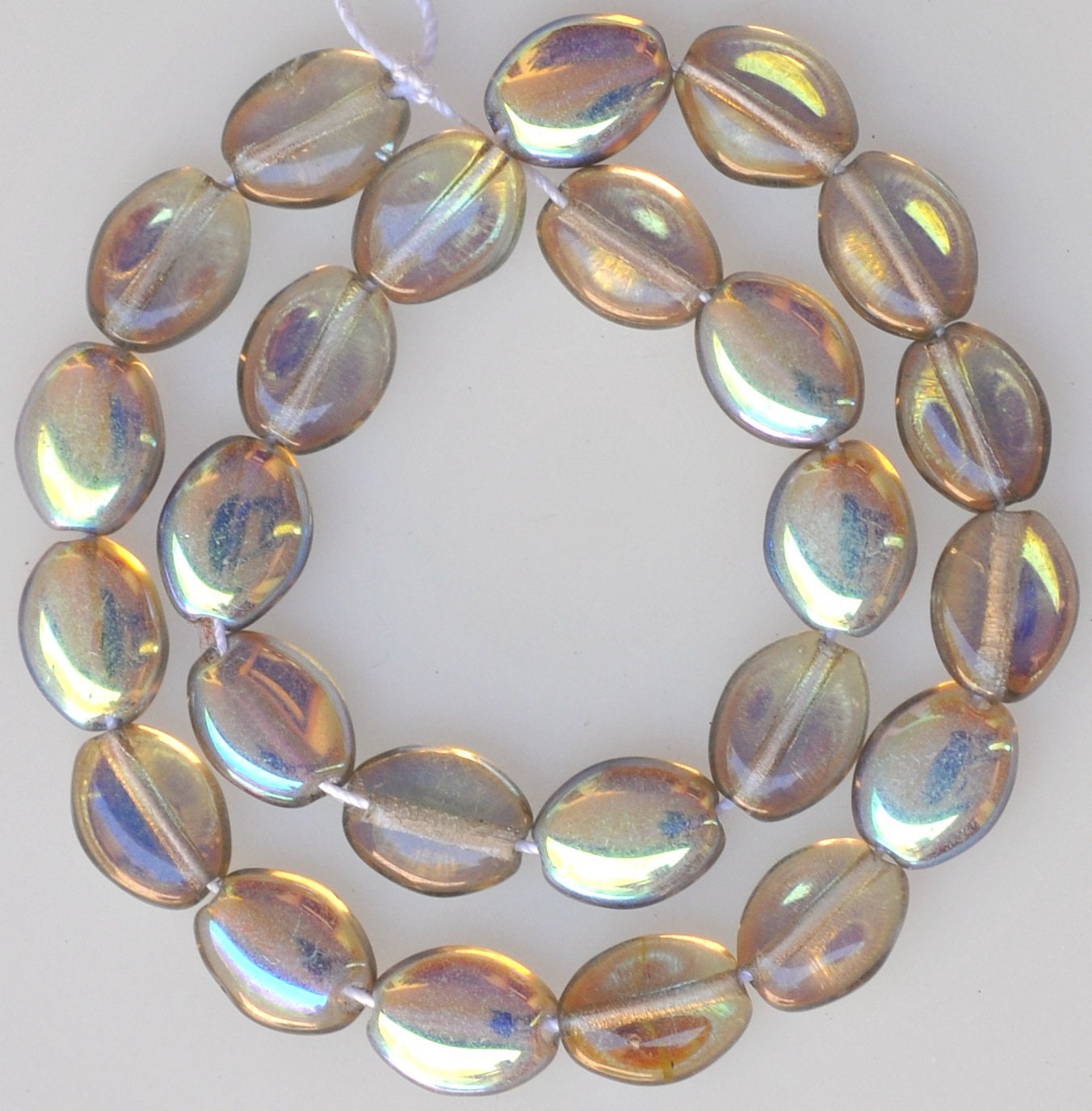 Small Flat Oval Czech Glass Beads - Various AB Colors - 8mm X 6mm - Qty ...