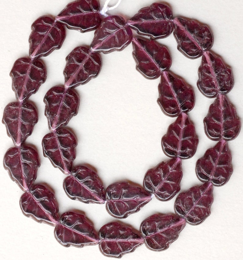 Large Fall Leaf Bead - Flat Leaf Bead With Vertical Hole - Czech Glass ...