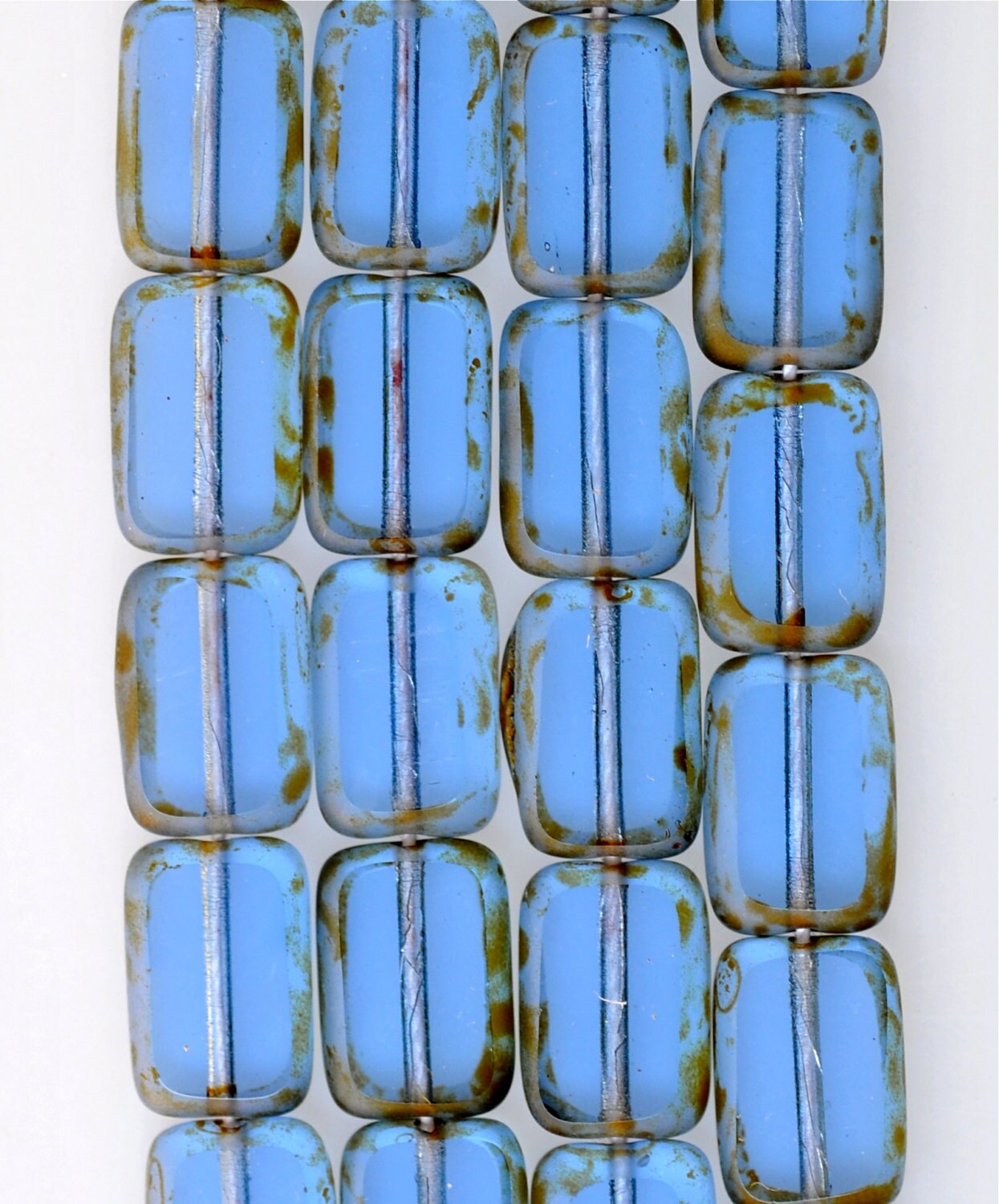 Czech Glass Flat Rectangle Window Bead With Picasso Edge - Diffusion ...