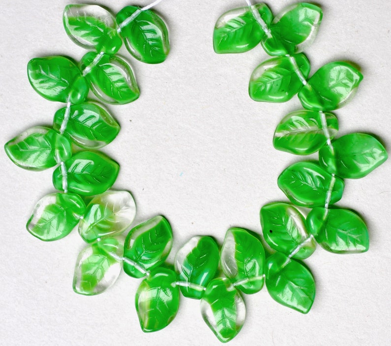 14mm X 9mm Curved Leaf Bead - Czech Glass Leaf Beads - Top Hole Beads ...