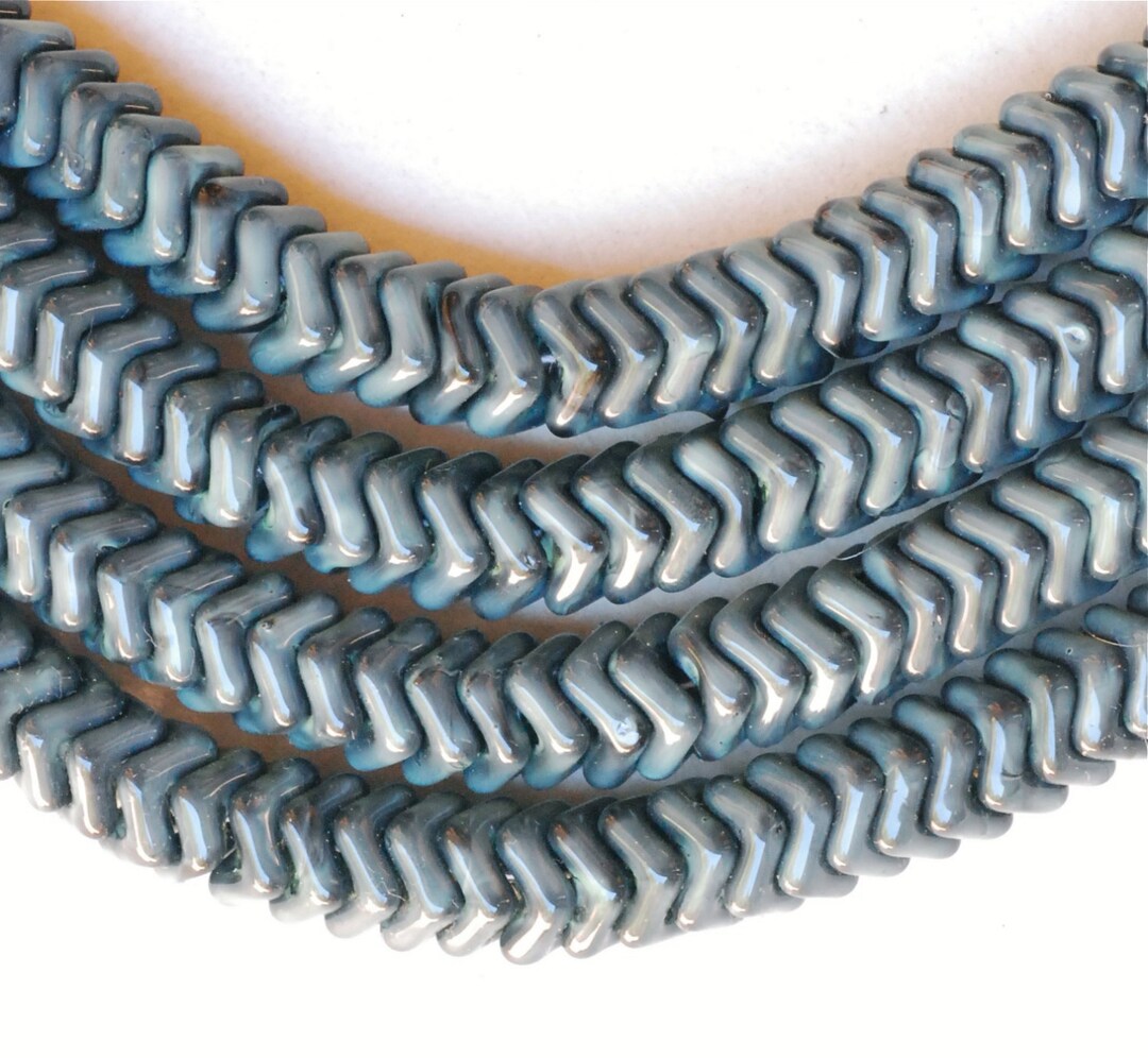 Interlocking Snake Beads - Czech Glass Beads - 10mm X 4mm - Turquoise ...