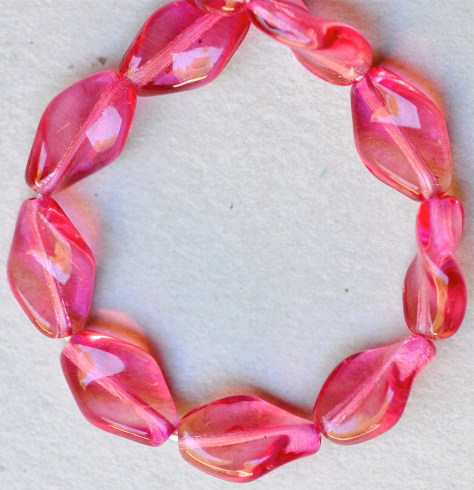 Flat Twisted Diamond Bead - Czech Glass Beads - Various Colors - 13mm X ...