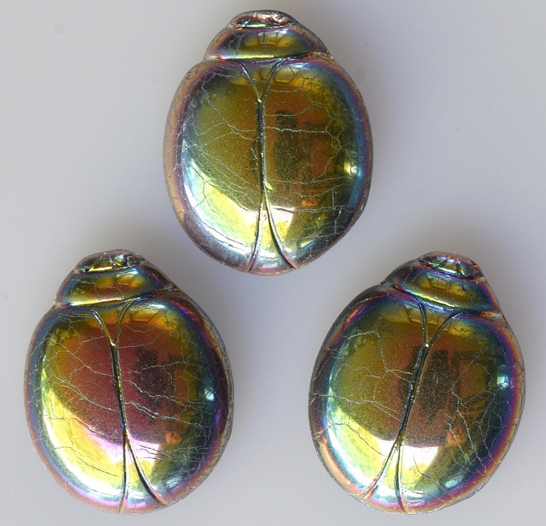 NEW SIZE * Scarab Beetle Bead - 2 Hole Czech Glass Scarab Beetle Beads ...