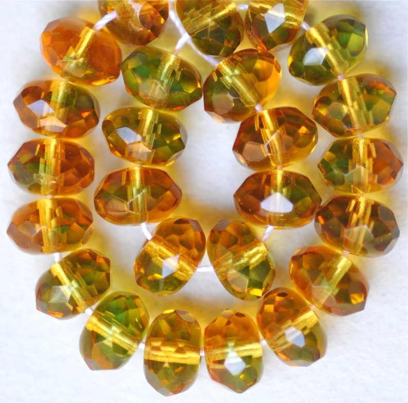 9mm Fire Polished Gemstone Cut Czech Glass Beads - Donut Rondelle ...