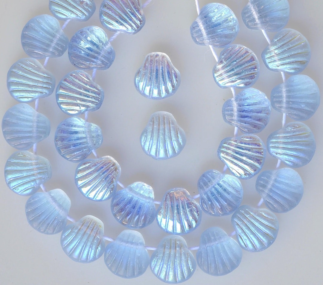 9mm Scallop Shell Bead With Top Hole - Czech Glass Shell Beads ...