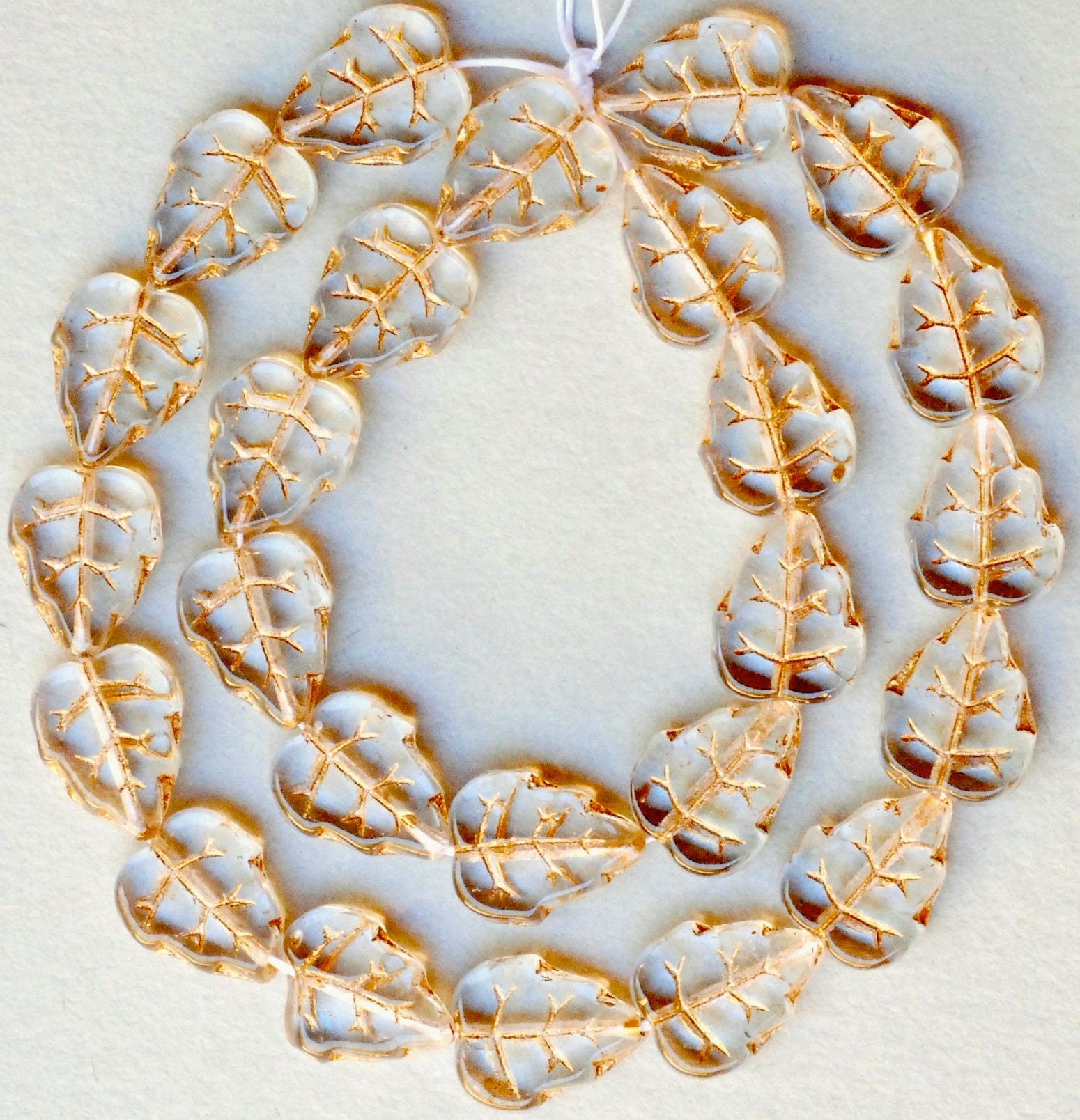 Fall Leaf Bead With Gold Veins - Flat Leaf Bead With Vertical Hole ...