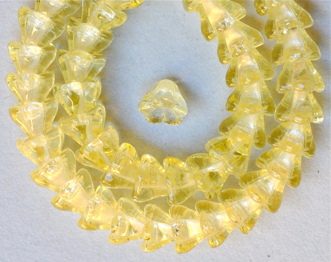 Flower Cup Beads - Czech Glass Flower Beads - 6mm X 8mm - Various Shiny ...