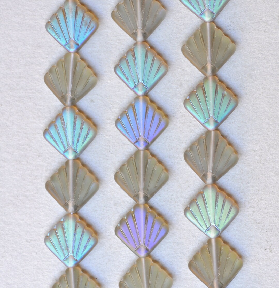 Flat Shell Fan Bead - Czech Glass Shell Beads - 17mm X 17mm - Various ...