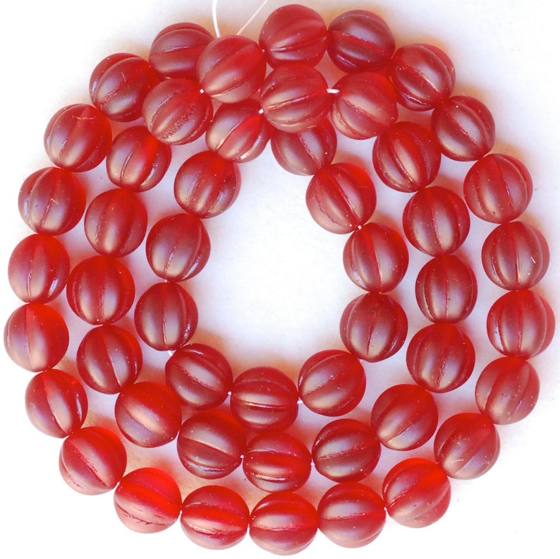 Round 10mm Melon Bead - Czech Glass Melon Beads - Various Matte Colors ...