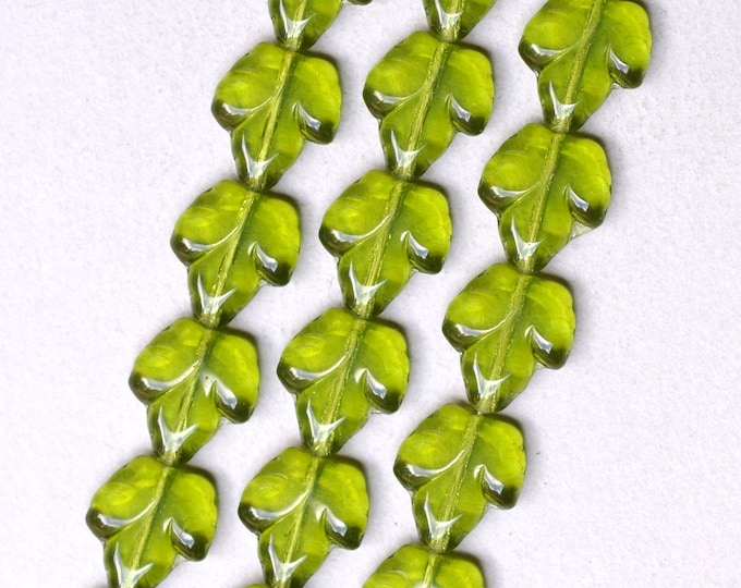 Fall Leaf Bead Vertical Hole Leaf Bead Czech Glass Leaf Beads 16mm X ...