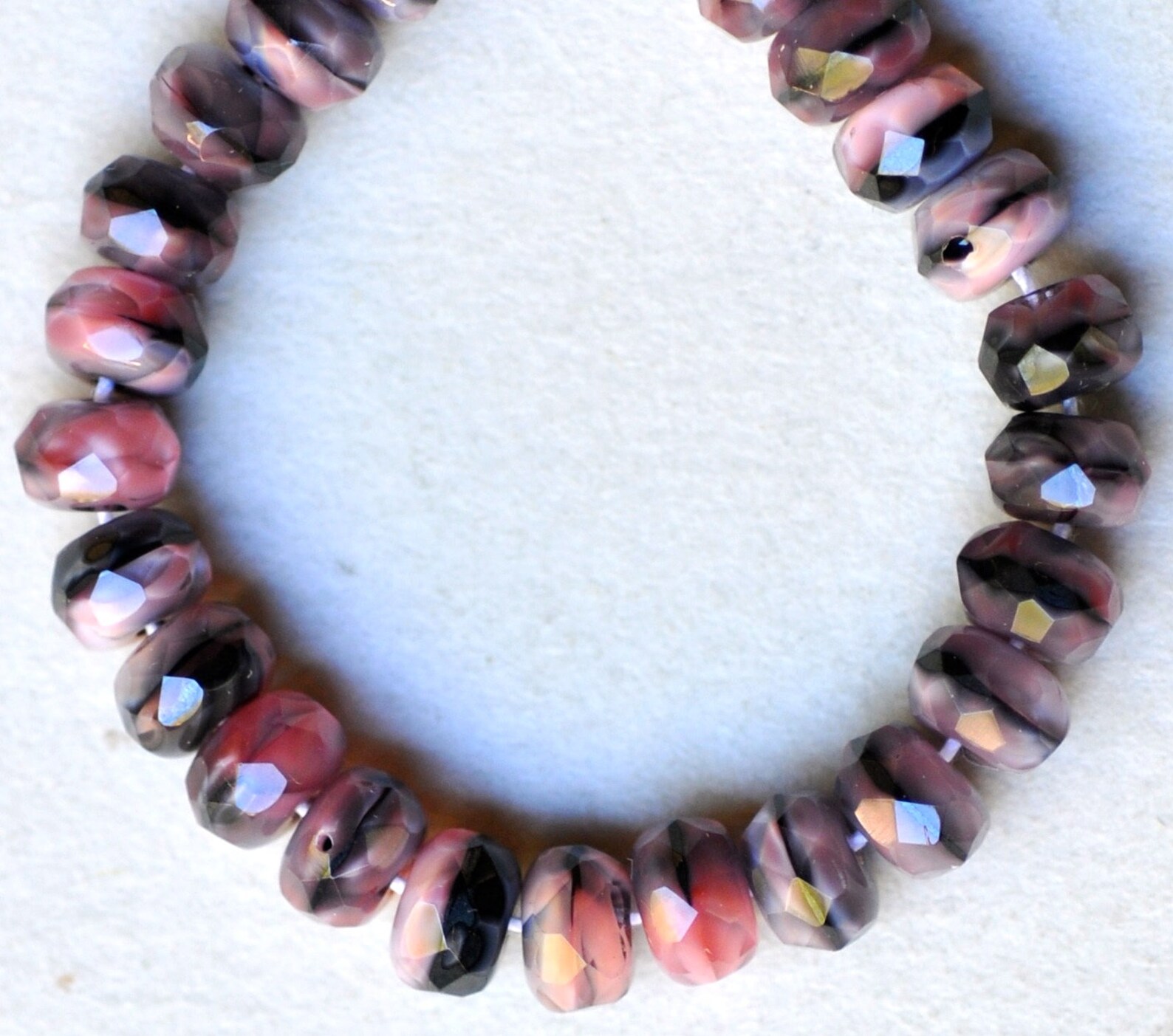 7mm Fire Polished Gemstone Cut Czech Glass Beads - Donut Rondelle ...