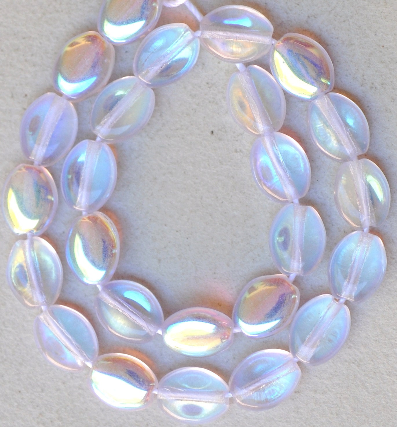 Small Flat Oval Czech Glass Beads - Various AB Colors - 8mm X 6mm - Qty ...