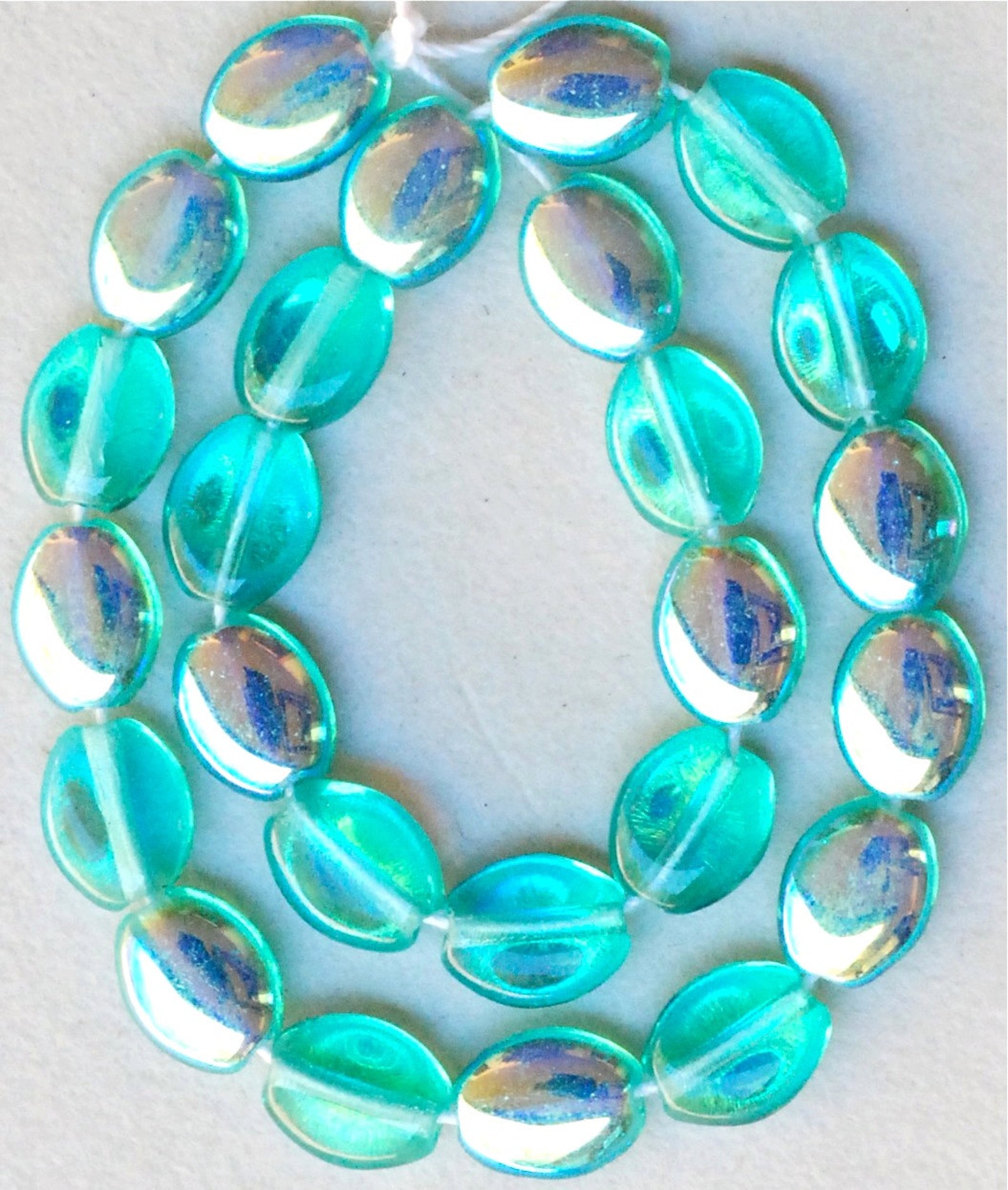 Small Flat Oval Czech Glass Beads Various AB Colors 8mm X | Etsy