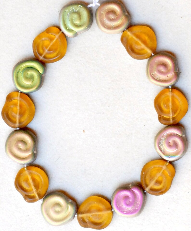 Snail Shell Bead - Czech Glass Beads - 12mm X11mm - Various Vitrail ...