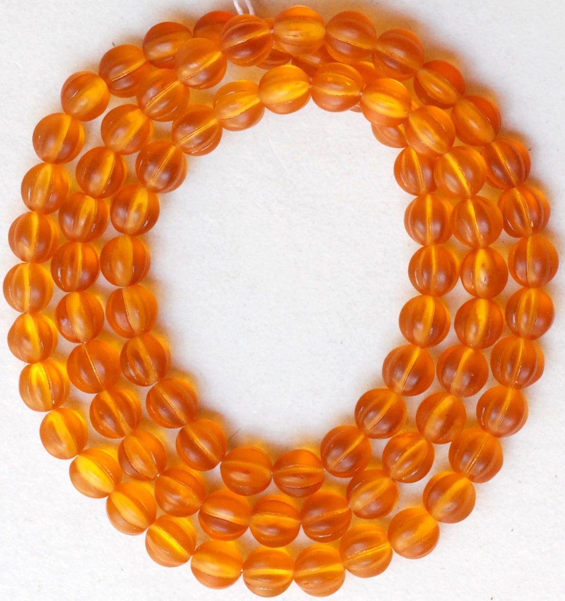 Round 8mm Melon Bead - Czech Glass Frosted Melon Beads - Various Matte ...