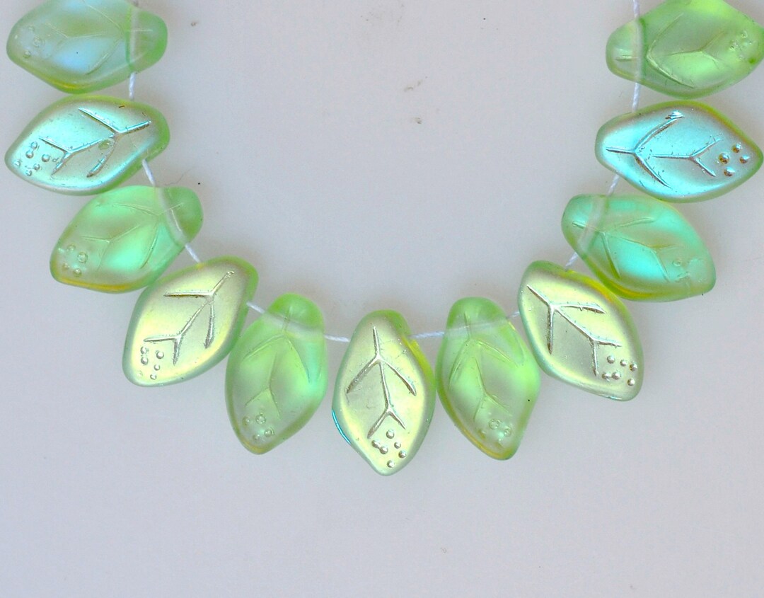 NEW COLORS * 12mm X 7mm Small Leaf Bead - Czech Glass Leaf Beads - Top ...