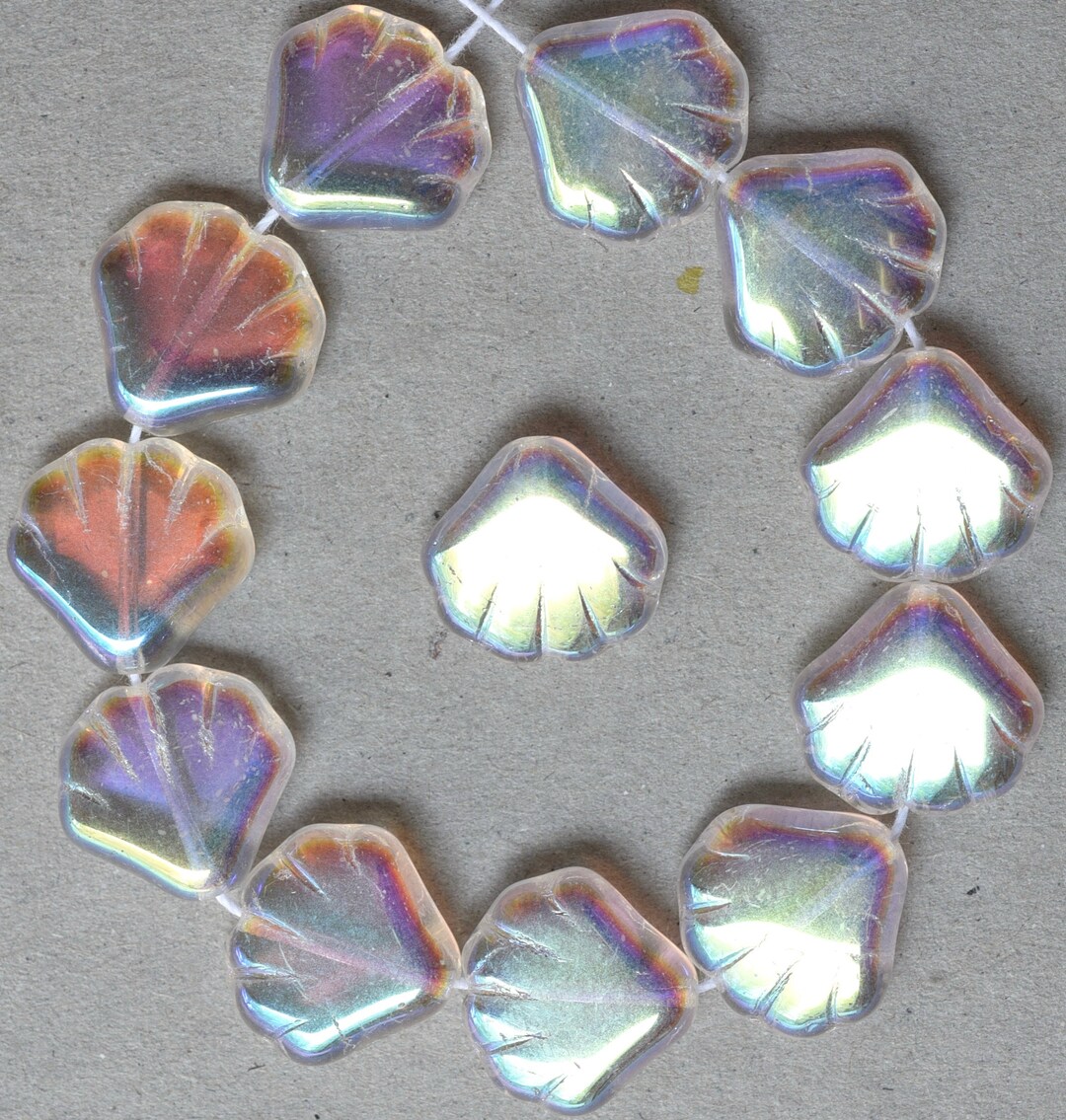 NEW COLORS 14mm Scallop Shell Bead Czech Glass Shell Beads Various ...