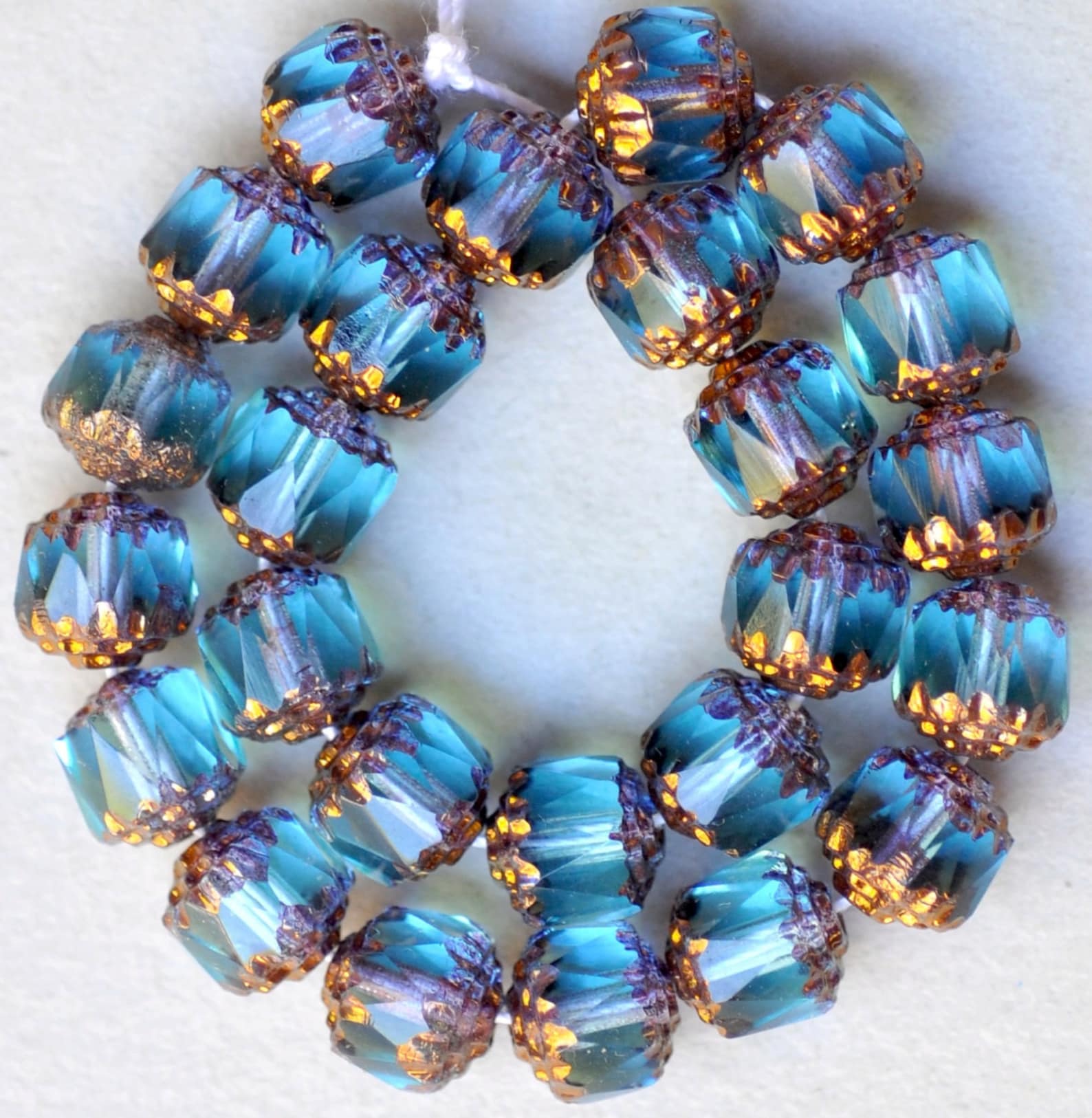 6mm or 8mm Diamond Cut Window Glass Beads With Bronze Edge - Various ...