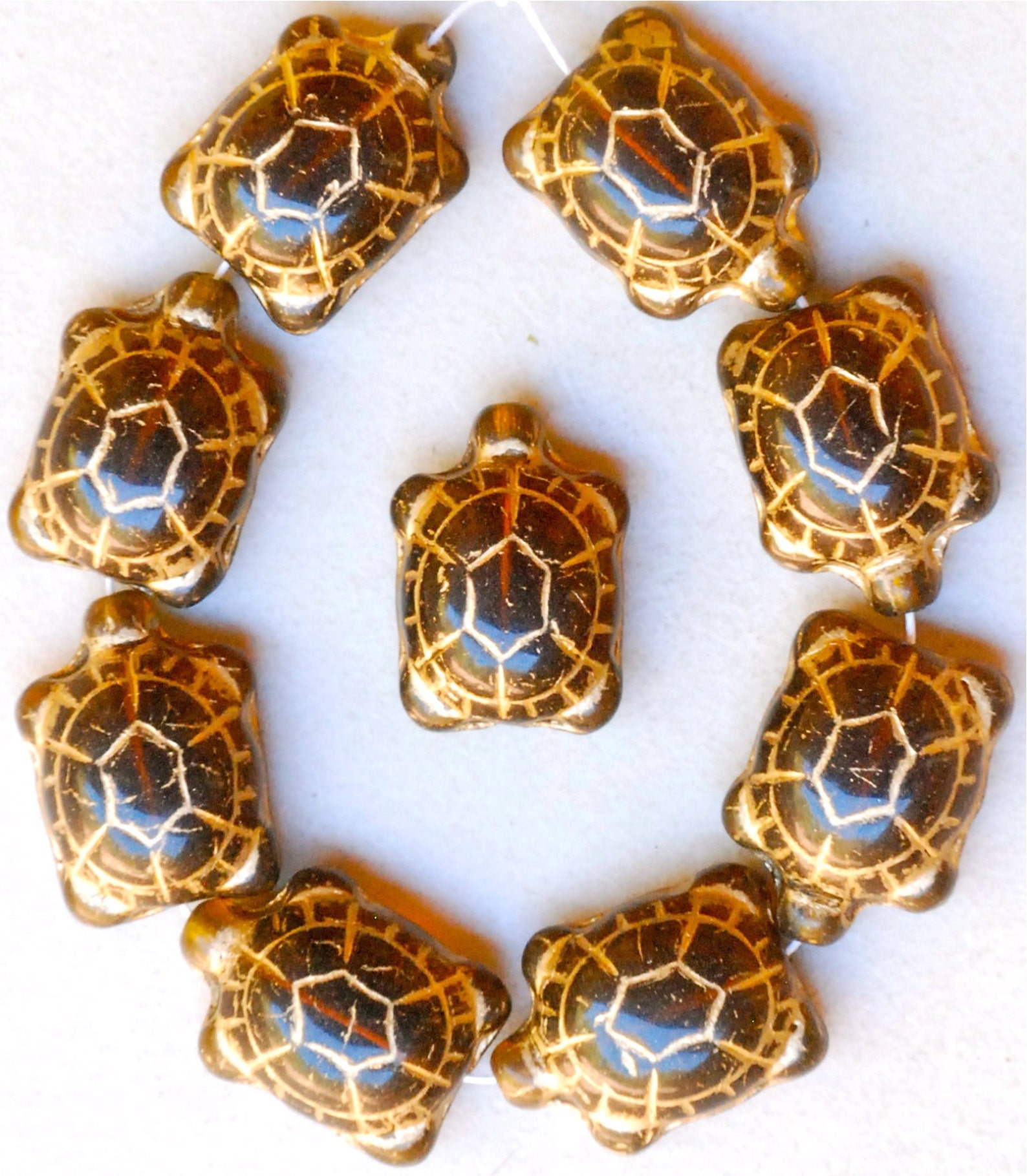 Large Glass Turtle Bead- Czech Glass Beads - 19mm X 14mm - Various ...