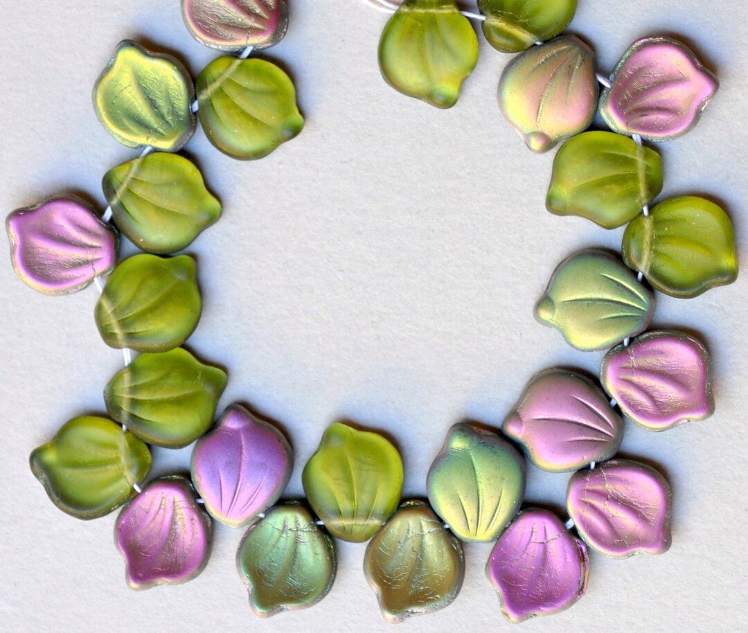 Czech Glass Leaf Beads - Curved Lotus Leaf Bead - 12mm X 15mm - Top ...