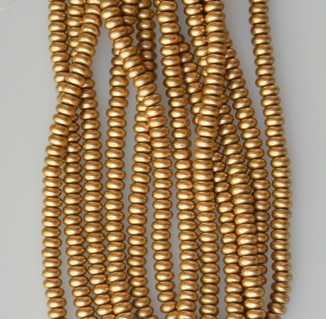 NEW METALLIC COLORS - 4mm Oblate Rondelle Glass Beads - Czech Glass ...