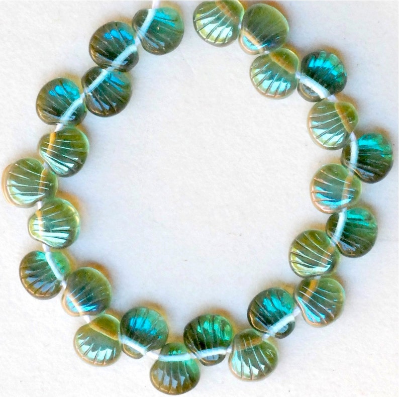 9mm Scallop Shell Bead With Top Hole - Czech Glass Shell Beads ...