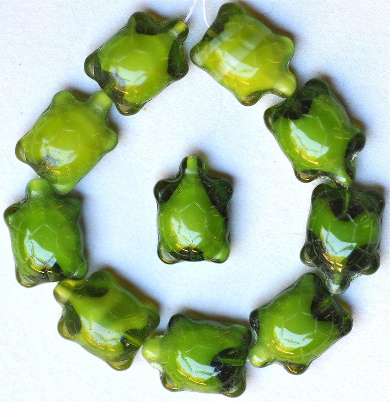 Large Glass Turtle Bead- Czech Glass Beads - 19mm X 14mm - Various ...