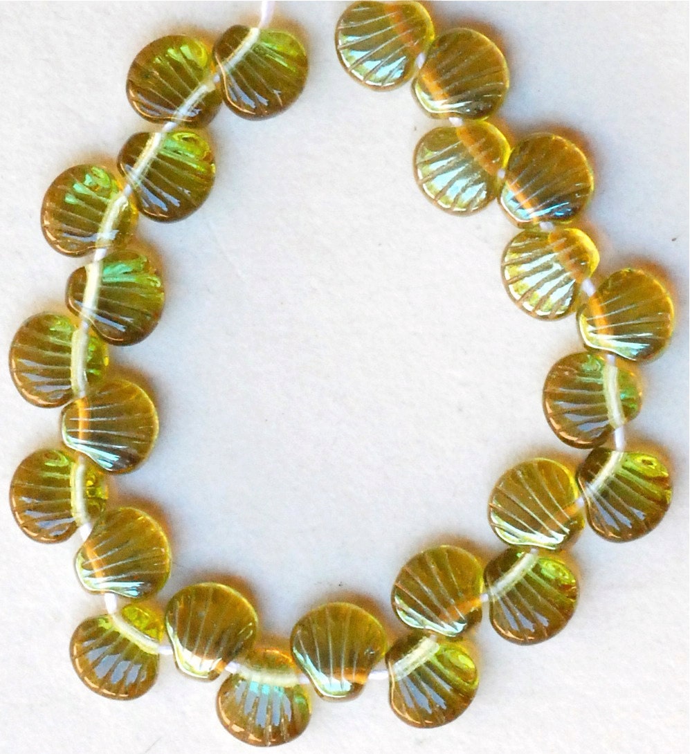 9mm Scallop Shell Bead With Top Hole - Czech Glass Shell Beads ...