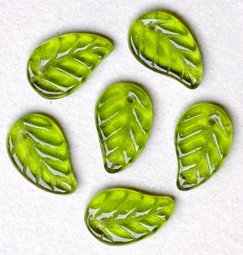 Flat Leaf Bead With Top Hole - Czech Glass Leaf Beads - Curved Leaf ...